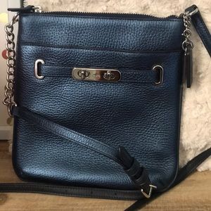 Coach | Bags | Coach Swagger Metallic Blue Swing Crossbody | Poshmark